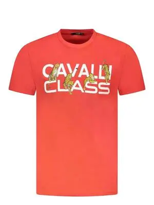 Roberto Cavalli Cheetah-print Logo-print T-shirt Red