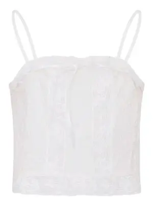 LoveShackFancy Tween Cotton Lace Quince Top - White