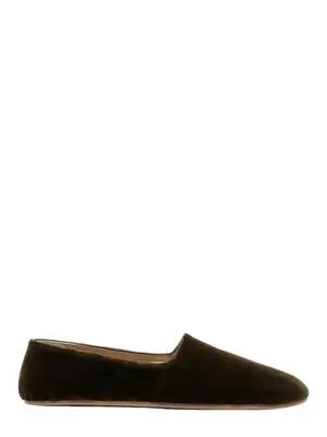 THE ROW Ponti Velvet Slippers - Brown