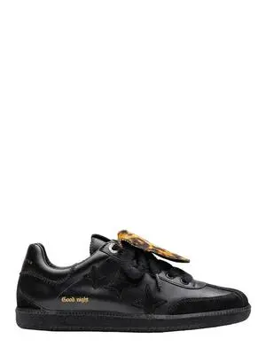 DUKE + DEXTER Plus Duke Leather And Suede Sneakers With Detachable Leopard Print Pony Hair Tongues - Black