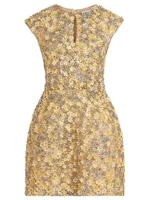 Oscar De La Renta Embroidered Tulle Cocktail Dress - Red