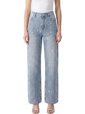TWENTY FOURHAITCH Embellished Straight Leg Jeans - Blue