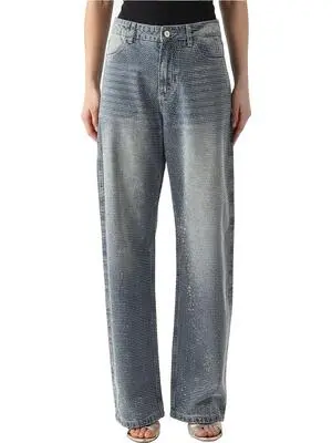 TWENTY FOURHAITCH Embellished Straight Leg Jeans - Denim