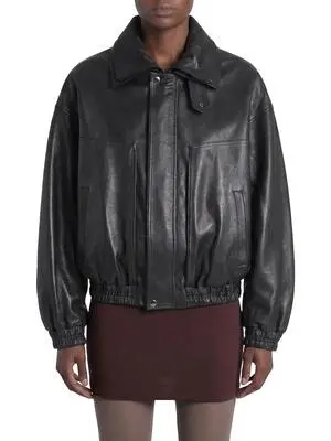 Magda Butrym Leather Bomber Jacket - Black