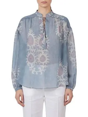 BAZAR DELUXE Printed Viscose Blouse - Blue