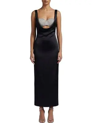 GIUSEPPE DI MORABITO Giuseppe Di Morabito Satin Midi Dress With Rhinestones