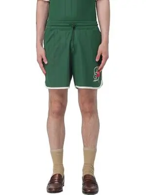 Drole De Monsieur Cotton Blend Shorts With Floral Embroidery - Green