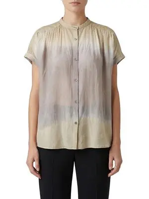 ROBERTO COLLINA Band Collar Shirt - Mud