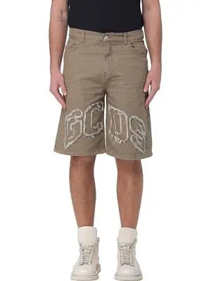 Gcds Logo Applique Denim Shorts - Beige