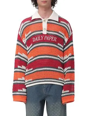 DAILY PAPER Crocheted Cotton Knit Polo Shirt - Red