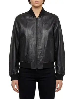 DIESEL® Leather Bomber Jacket - Black