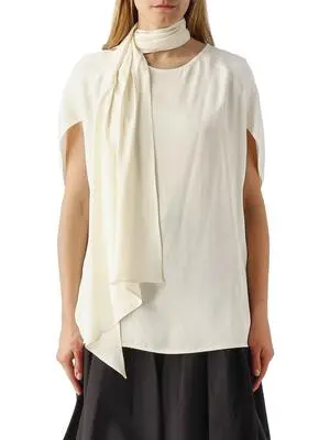 MEIMEIJ Draped Top With Tie Detail - Champagne