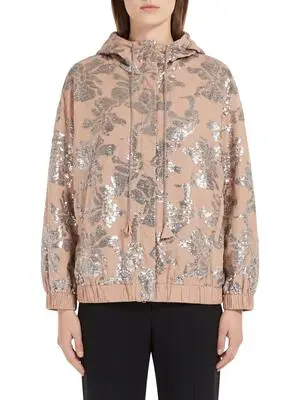 Pinko Sequin Embellished Hooded Jacket - Pink