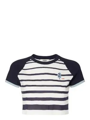FENDI Cropped Cotton Jersey T-Shirt