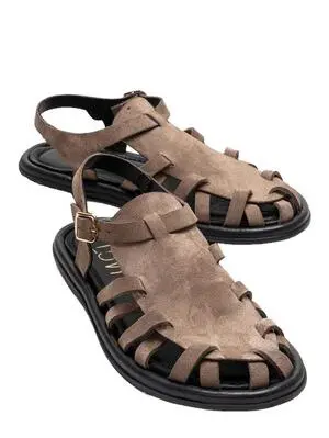 FOREVER & ALWAYS SHOES Leather Gladiator Sandals - Mink Suede