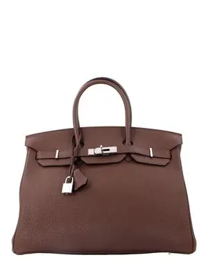 HERMÈS Birkin Handbag Brown Togo With Palladium Hardware 35