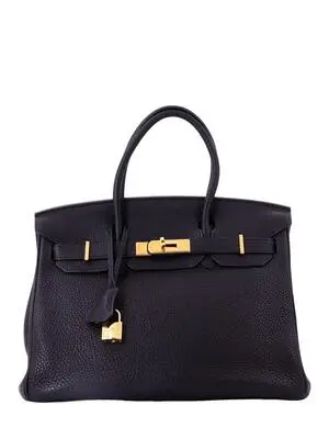 HERMÈS Birkin Handbag Black Togo With Gold Hardware 30