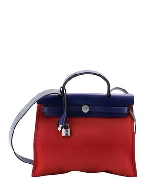 Hermès Herbag Zip Leather And Toile 31 Red