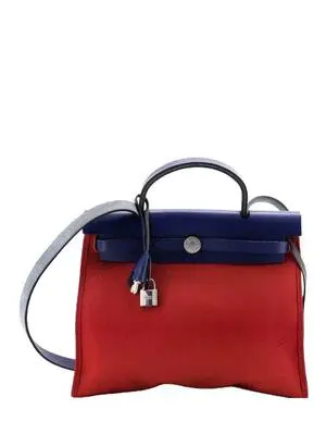 Hermès Herbag Zip Leather And Toile 31 Rouge Grenat