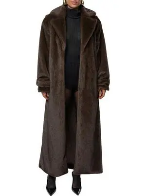 JLUXLABEL Faux Fur Full-Length Coat