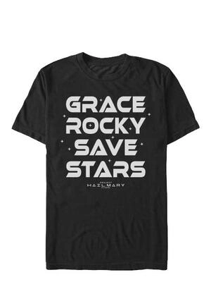 PROJECT HAIL MARY Grace Rocky Save Stars Short Sleeve Graphic T-shirt - Black