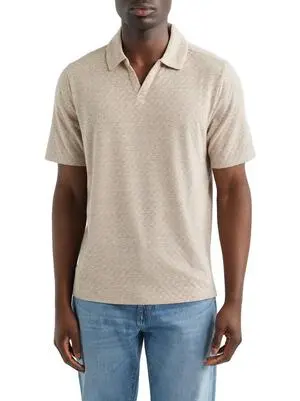 Johnston & Murphy Basketweave Johnny Collar Polo - Tan