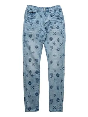 PURPLE BRAND Outlined Monogram Skinny Jeans - Blue