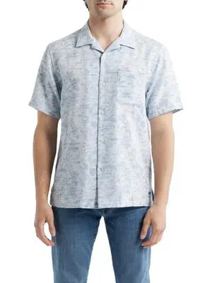 Tommy Bahama Torres Gardens Floral Jacquard Short Sleeve Button-up Shirt - Deep Space