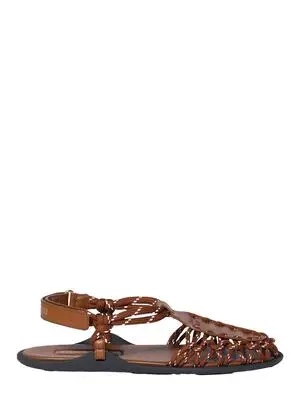 Miu Miu Leather And Ribbon Sandals - Brown