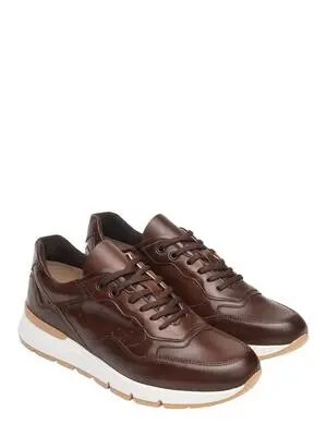NEROGIARDINI Leather Low-Top Sneaker Chocolate