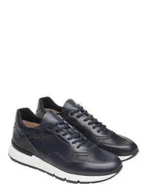 NEROGIARDINI Leather Low-Top Sneaker Navy