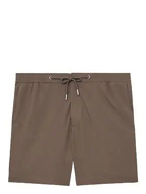 REISS Drawstring-waist Stretch-woven Shorts - Mocha Brown