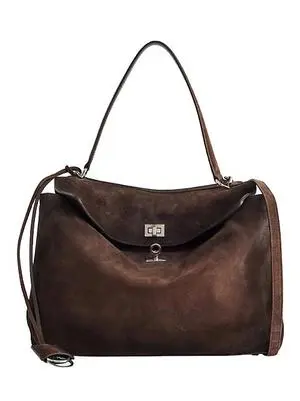 Balenciaga Rodeo Medium Suede Top-Handle Bag Light Espresso