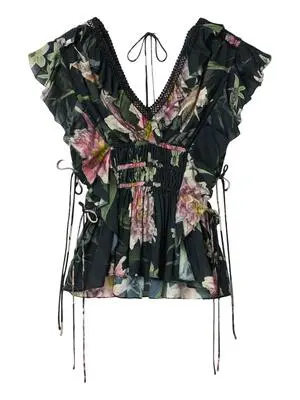 ALLSAINTS Floral Canto Top - Black