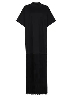 Alaïa Cotton Fringed T-shirt Dress - Clear