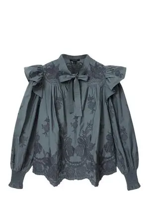 ALLSAINTS Cotton Nisa Embroidered Blouse - Blue