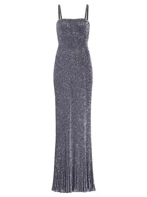 Alaïa Sequin Embellished Maxi Dress Navy