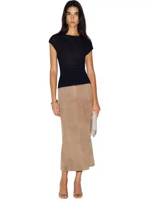 REFORMATION Rhiannon Sheer Alpaca Sweater Top Black