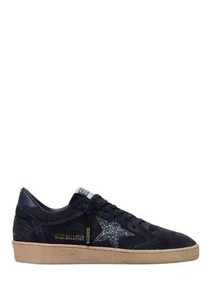 GOLDEN GOOSE Ball Star Sneakers In Dark Suede With Dark Glitter Star Blue
