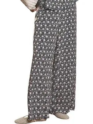 Mint Velvet Geometric Print Wide Leg Trousers - Blue