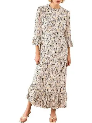 Mint Velvet Floral Print Midi Dress - Black
