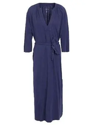 Majestic Filatures Maxi Dress In Linen And Elastane - Blue