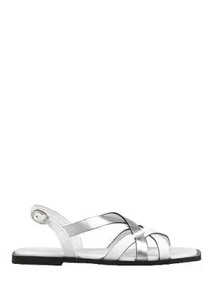 BALDININI Leather Slingback Sandals - Silver
