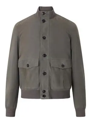 Zegna Ribbed Suede Bomber Jacket - Gray