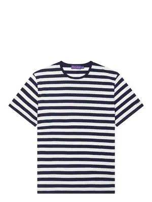 Ralph Lauren Purple Label Striped Cotton T-shirt - Blue