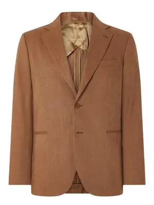 Frescobol Carioca Paulo Linen And Virgin Wool-blend Suit Jacket - Brown