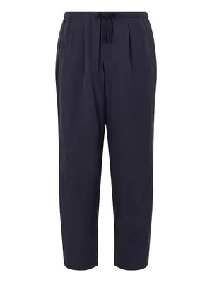 KAPTAIN SUNSHINE Straight-leg Silk-gabardine Drawstring Trousers - Blue
