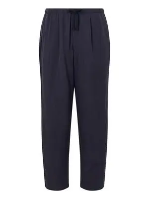 KAPTAIN SUNSHINE Straight-Leg Silk-Gabardine Drawstring Trousers Navy