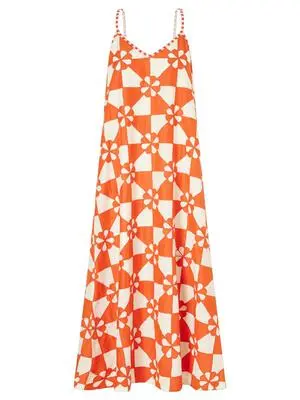Alix Of Bohemia Spice Ibis Patchwork Midi Dress - Red