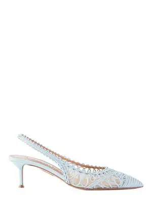 AQUAZZURA Kahlo 50 Embroidered Slingback Pumps - Blue